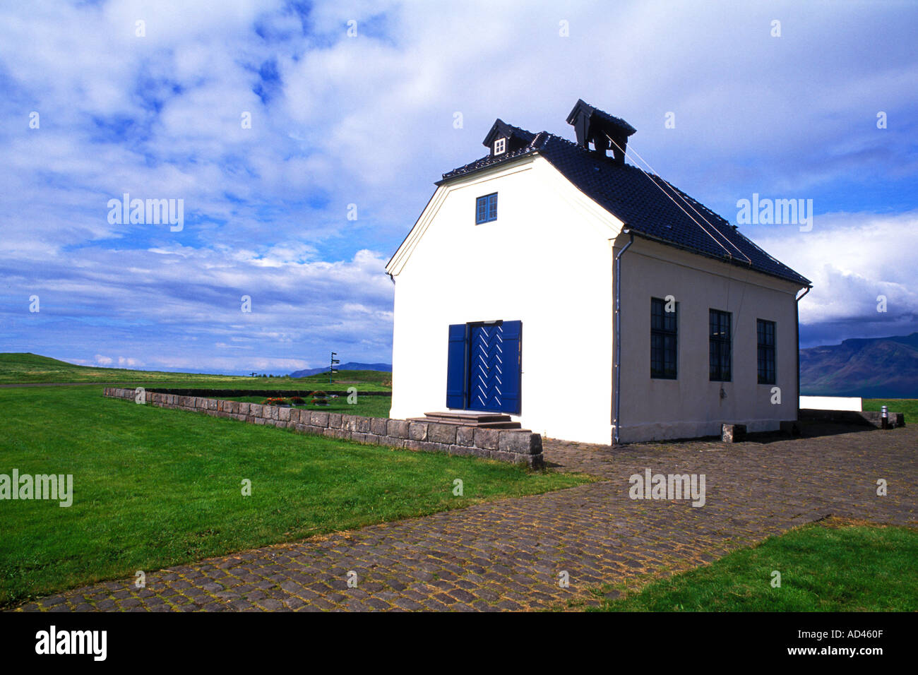 Videy Island Oldest Church and Restaurant in Iceland Stock Photo - Alamy