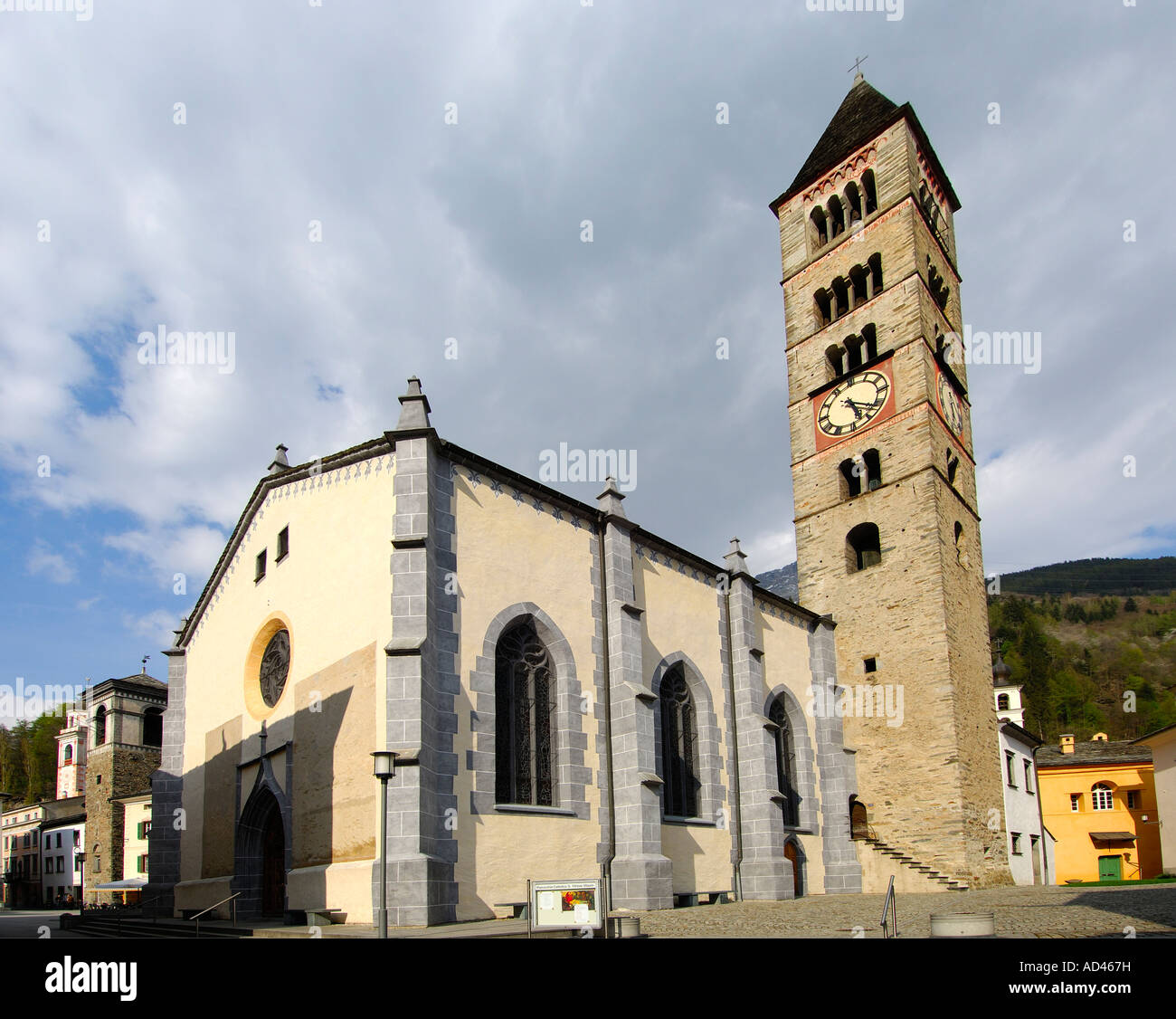 Church San Vittore Mauro, Poschiavo, Valposchiavo, Graubuenden, Grisons ...