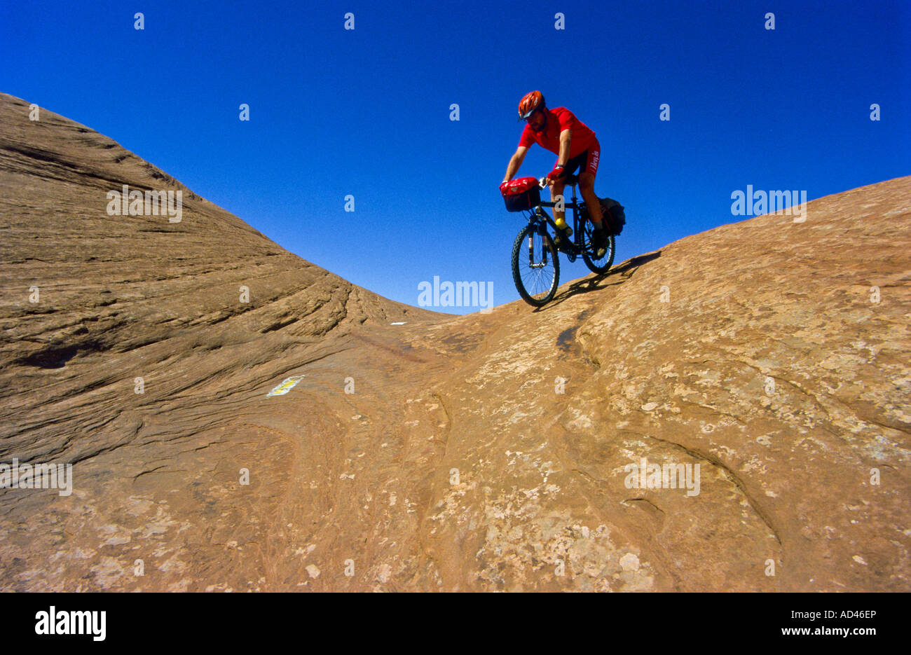 Mountain biker, Slick Rock Trail, Moab, Utah, United States of America ...