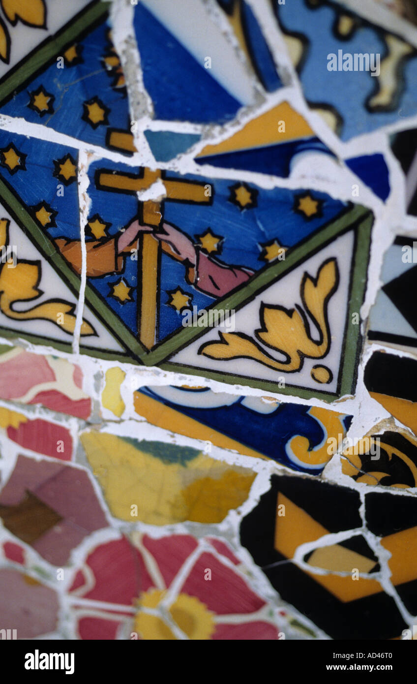 gaudi symbol cross mosaic detail architecture Stock Photo - Alamy