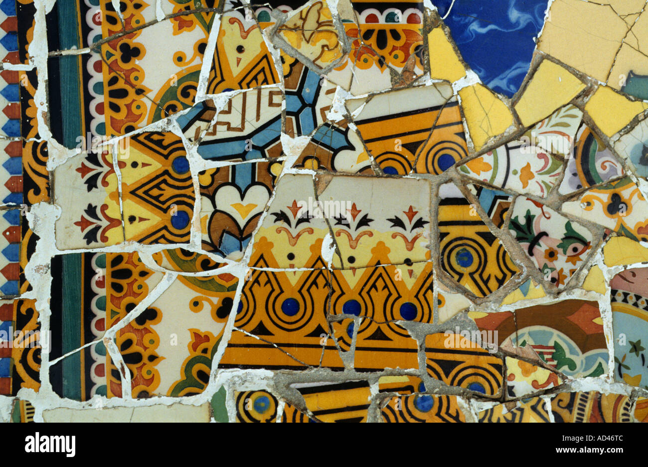 gaudi guell mosaic details tiles barcelona design Stock Photo - Alamy