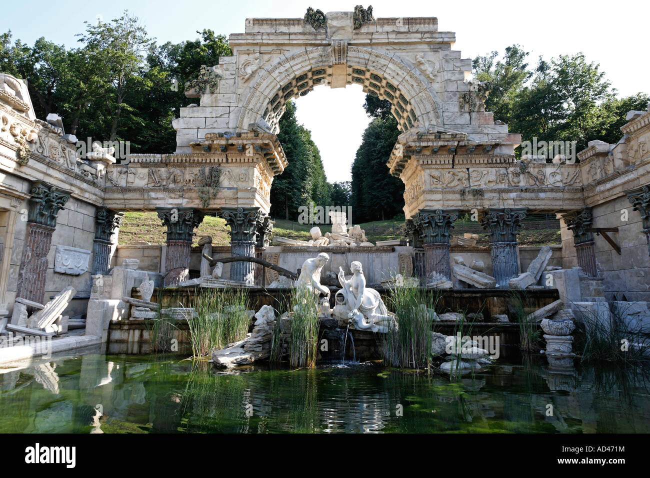 Roman ruins, castle grounds Schoenbrunn, Vienna, Austria Stock Photo ...