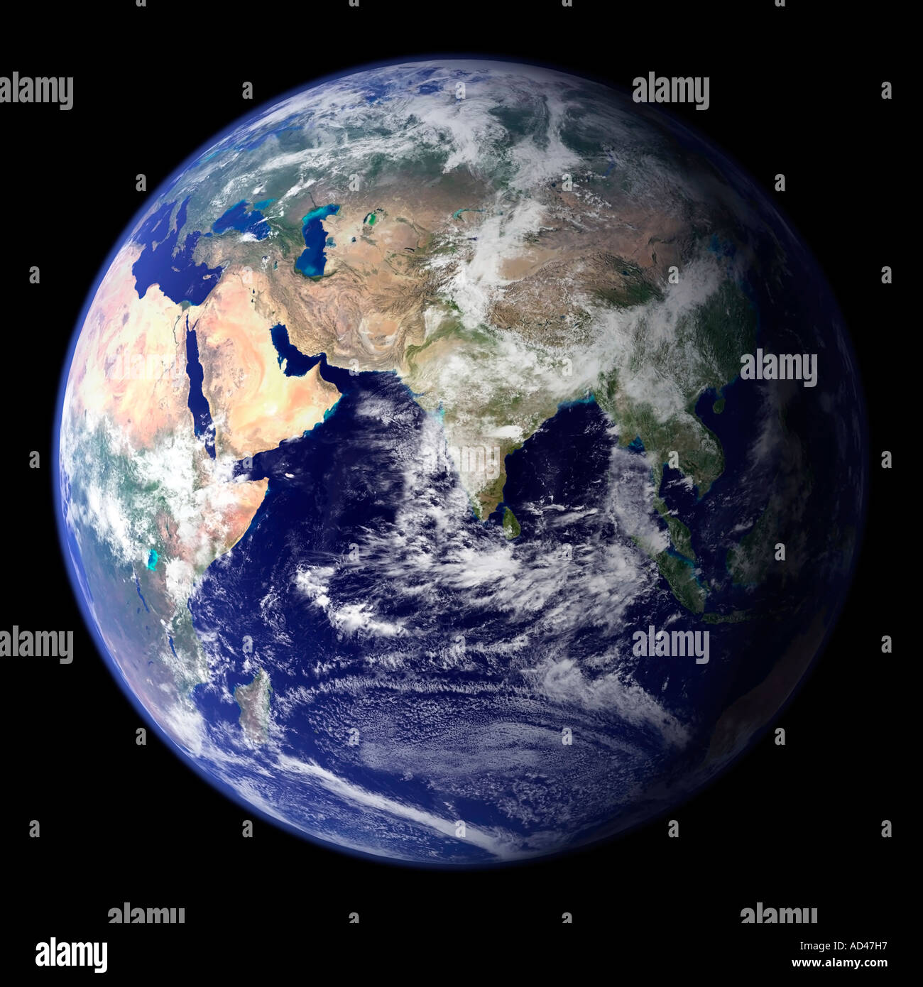 View of the Earth from space showing the eastern hemisphere Stock Photo ...