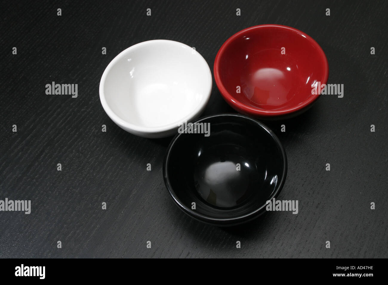 3 dishes for condiments Stock Photo - Alamy