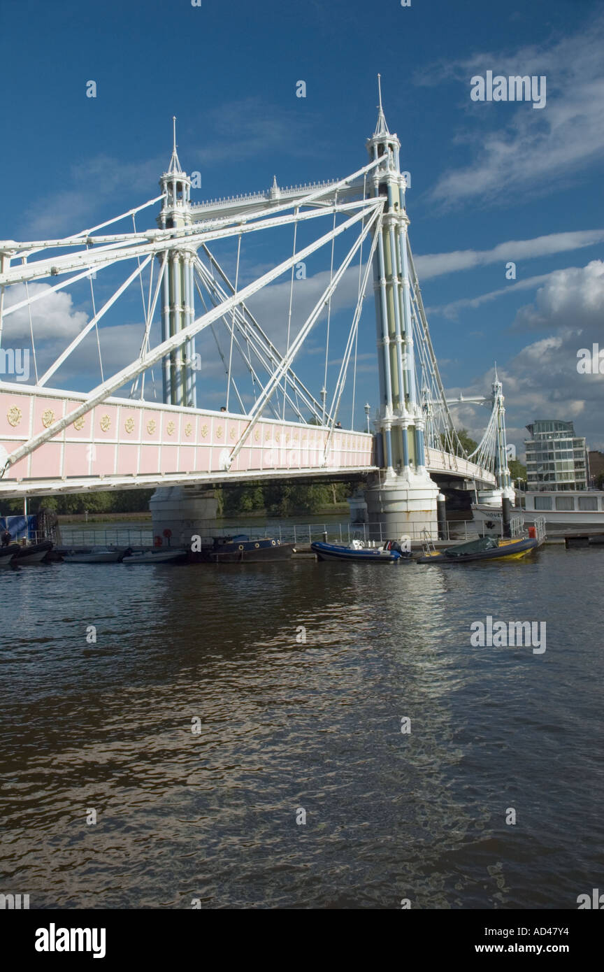 The Albert Bridge over the River Thames at Chelsea London UK Stock ...