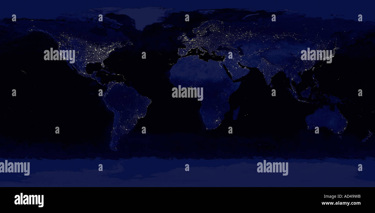 October 23, 2000. Global View of Earth's City Lights Stock Photo - Alamy
