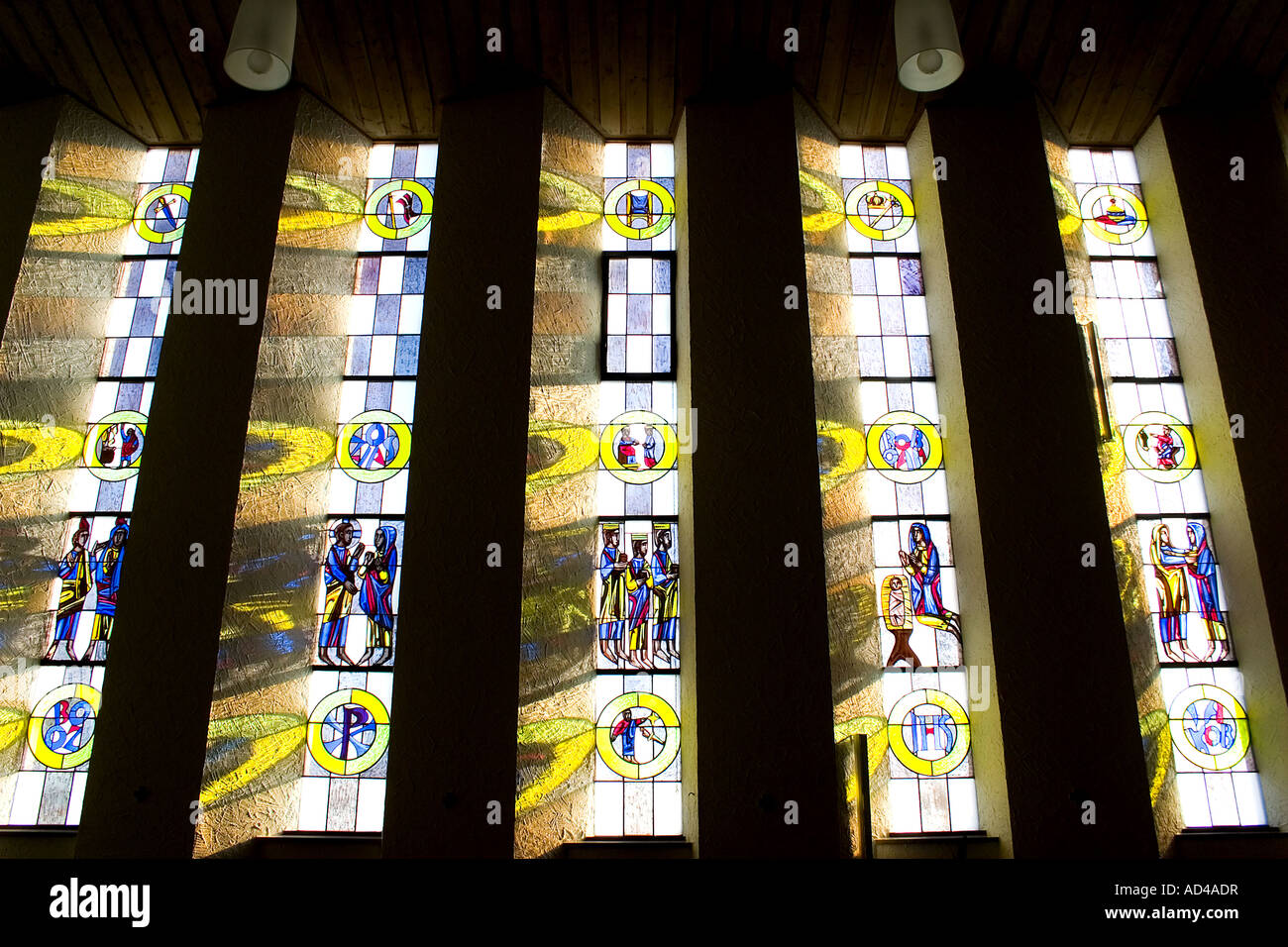 Christian window scene, stained glass window Stock Photo - Alamy