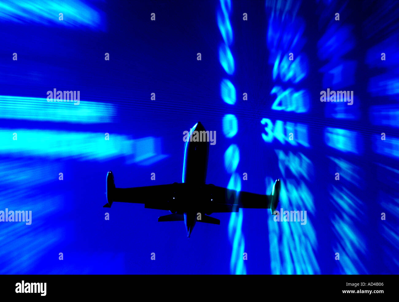 composite image of jet airplane and airport departure screen Stock ...