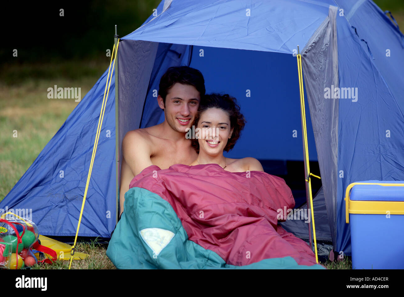 Couple in a tent Stock Photo - Alamy