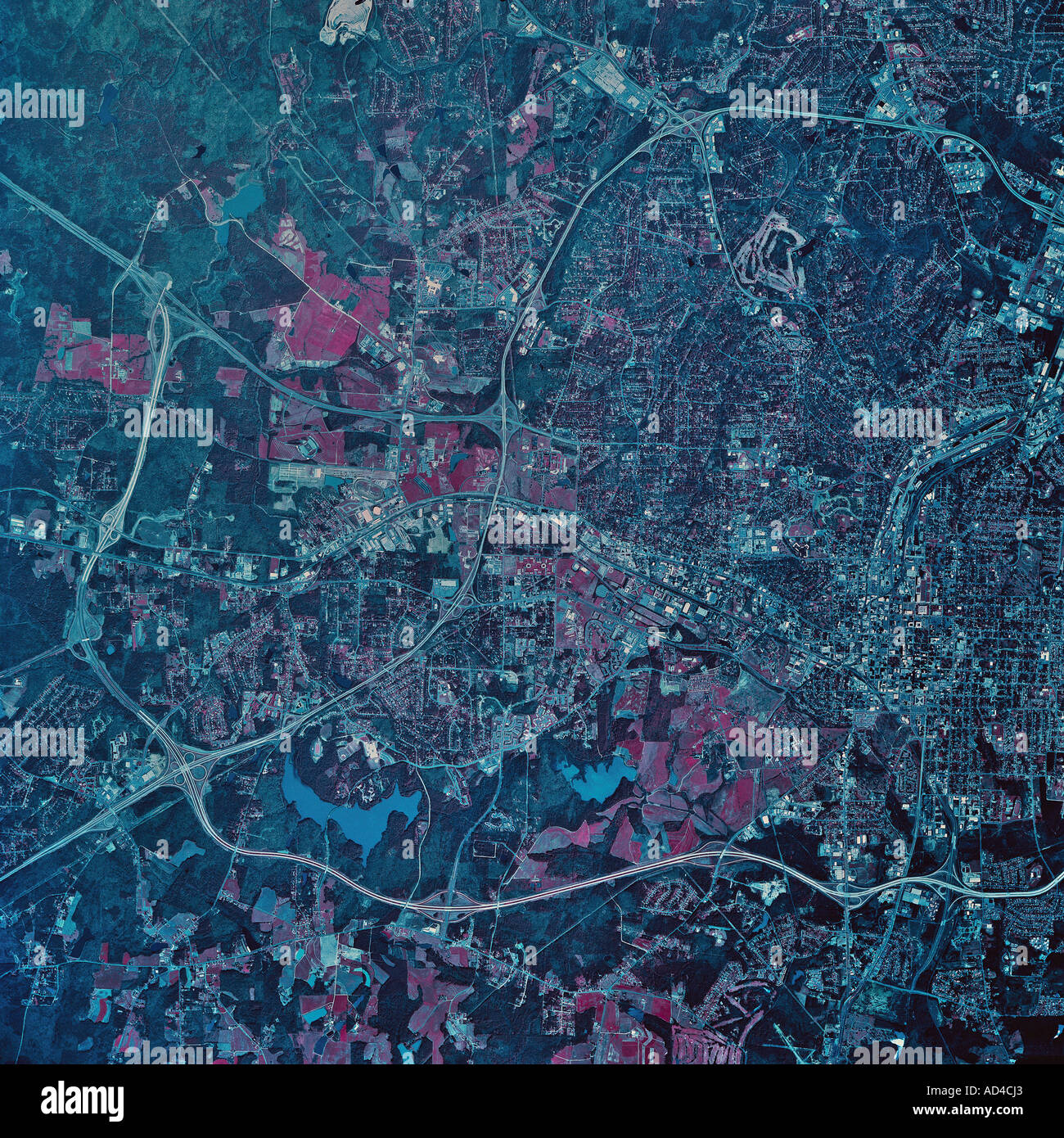 Raleigh, North Carolina, satellite image Stock Photo - Alamy