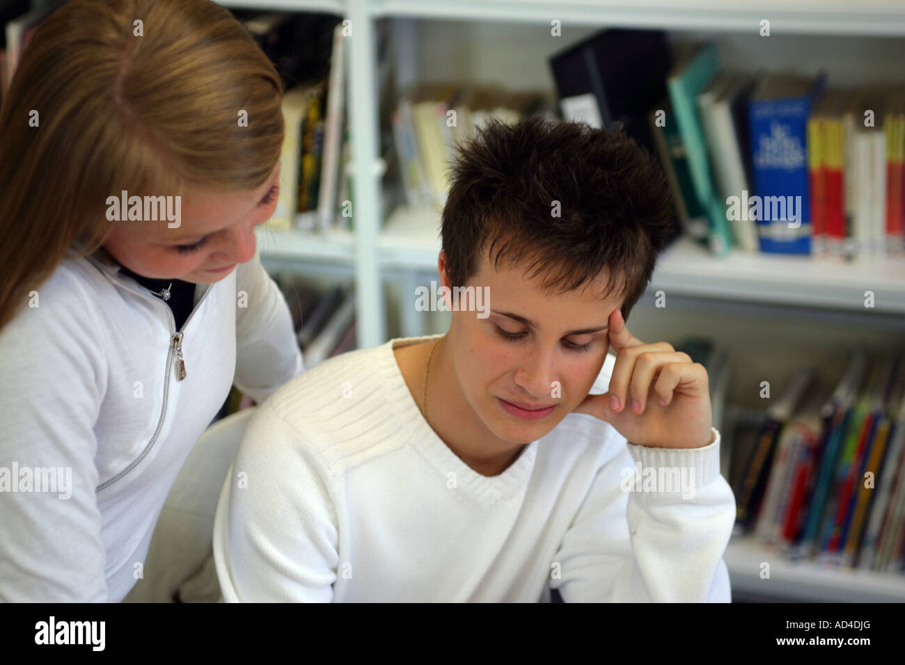 Pupils in a library Stock Photo - Alamy