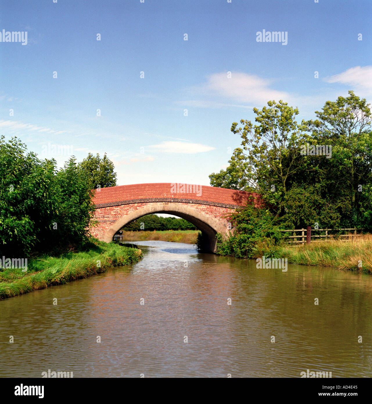 Canal passing under a brick bridge Stock Photo - Alamy