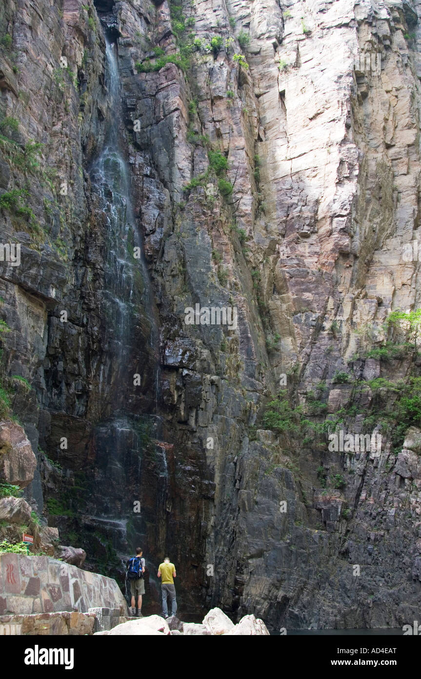 A waterfall at Wan Xian mountain recreation area Huixian city Henan ...