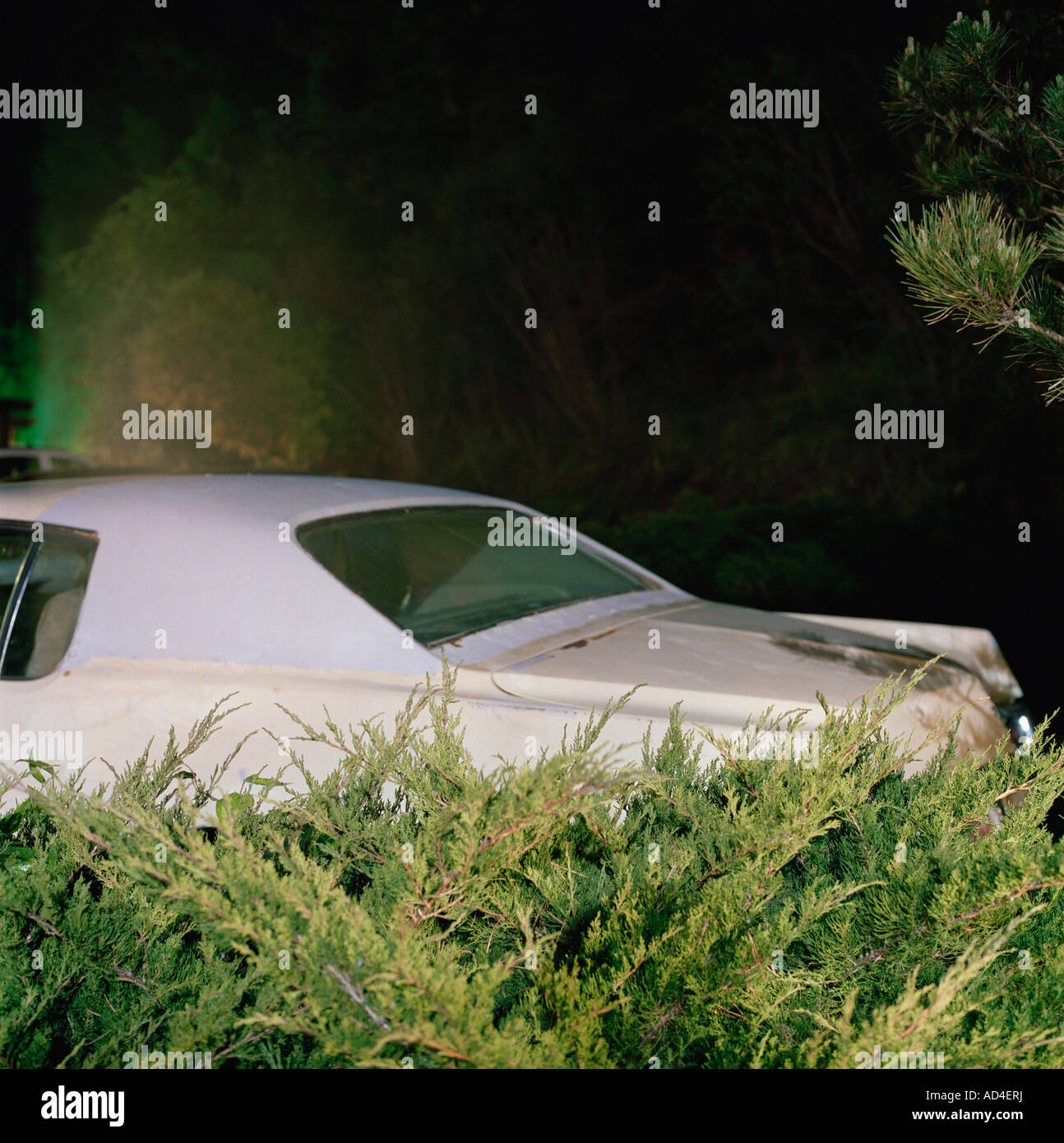 Car parked in a driveway at night Stock Photo - Alamy