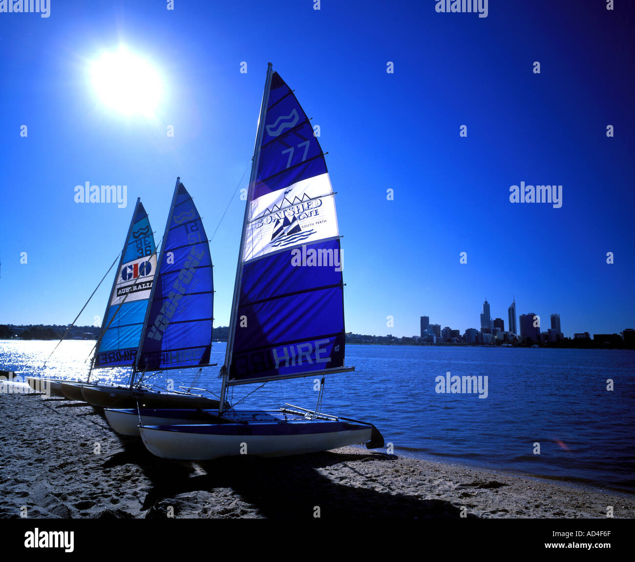 Sailing Boats with Perth city in the background Western Australia Stock ...