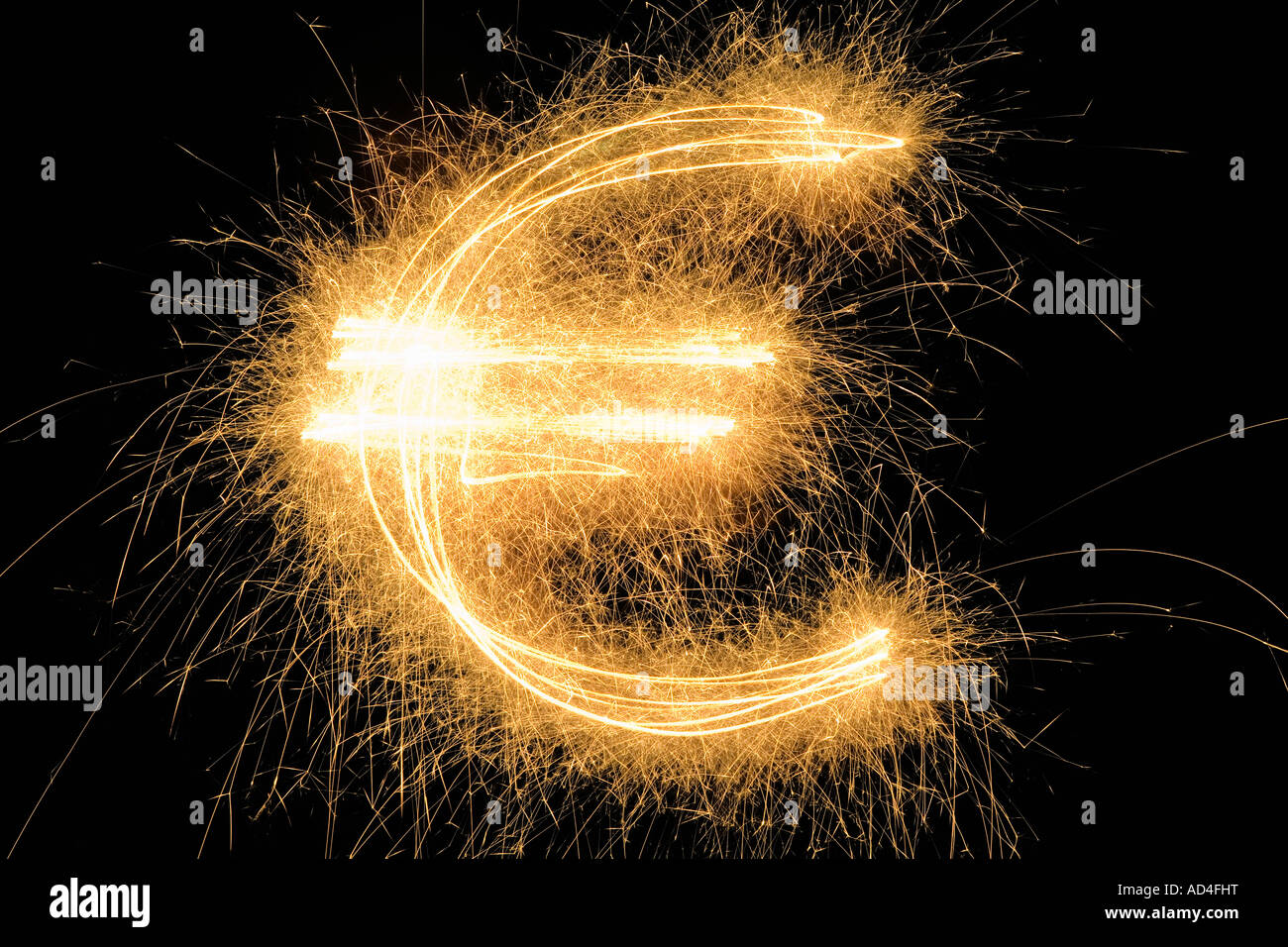 Euro Symbol drawn with a sparkler Stock Photo - Alamy