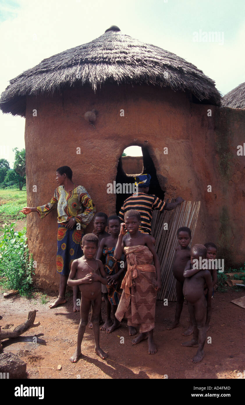 Somba family at their doorway Kota Benin West Africa Stock Photo - Alamy
