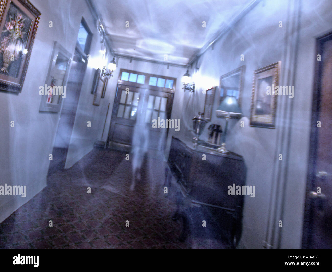Two Ghosts in Hotel Hallway (Enhanced & Colorized Stock Photo - Alamy
