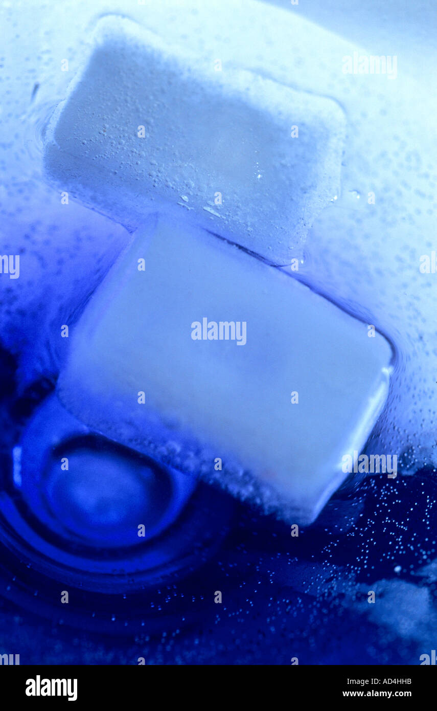 Blue ice cubes Stock Photo - Alamy