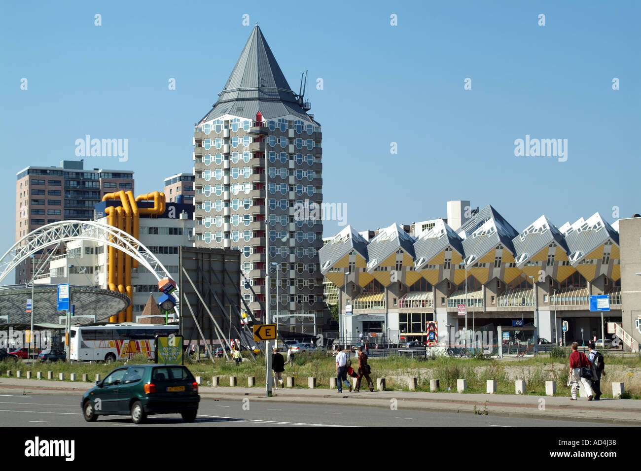 Modern designed Dutch architecture buildings in Rotterdam city centre ...