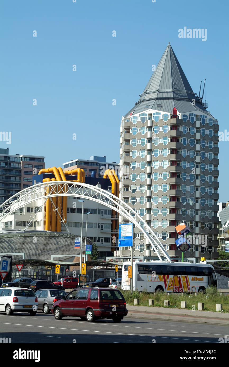 Modern designed Dutch architecture buildings in Rotterdam city centre ...