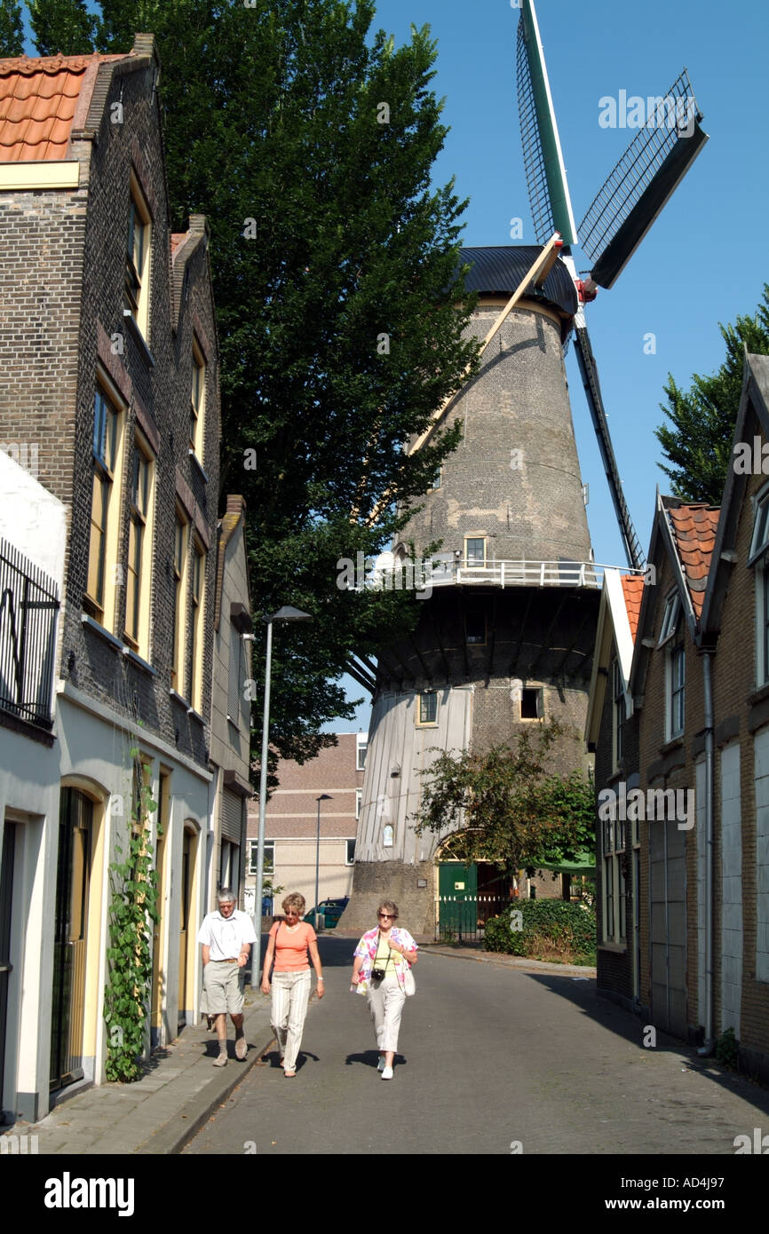 Gouda Holland The Netherlands windmill and tourists Stock Photo - Alamy