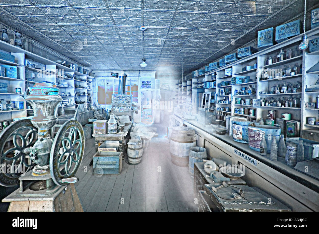 Ghost sighting in country store (Enhanced Stock Photo - Alamy