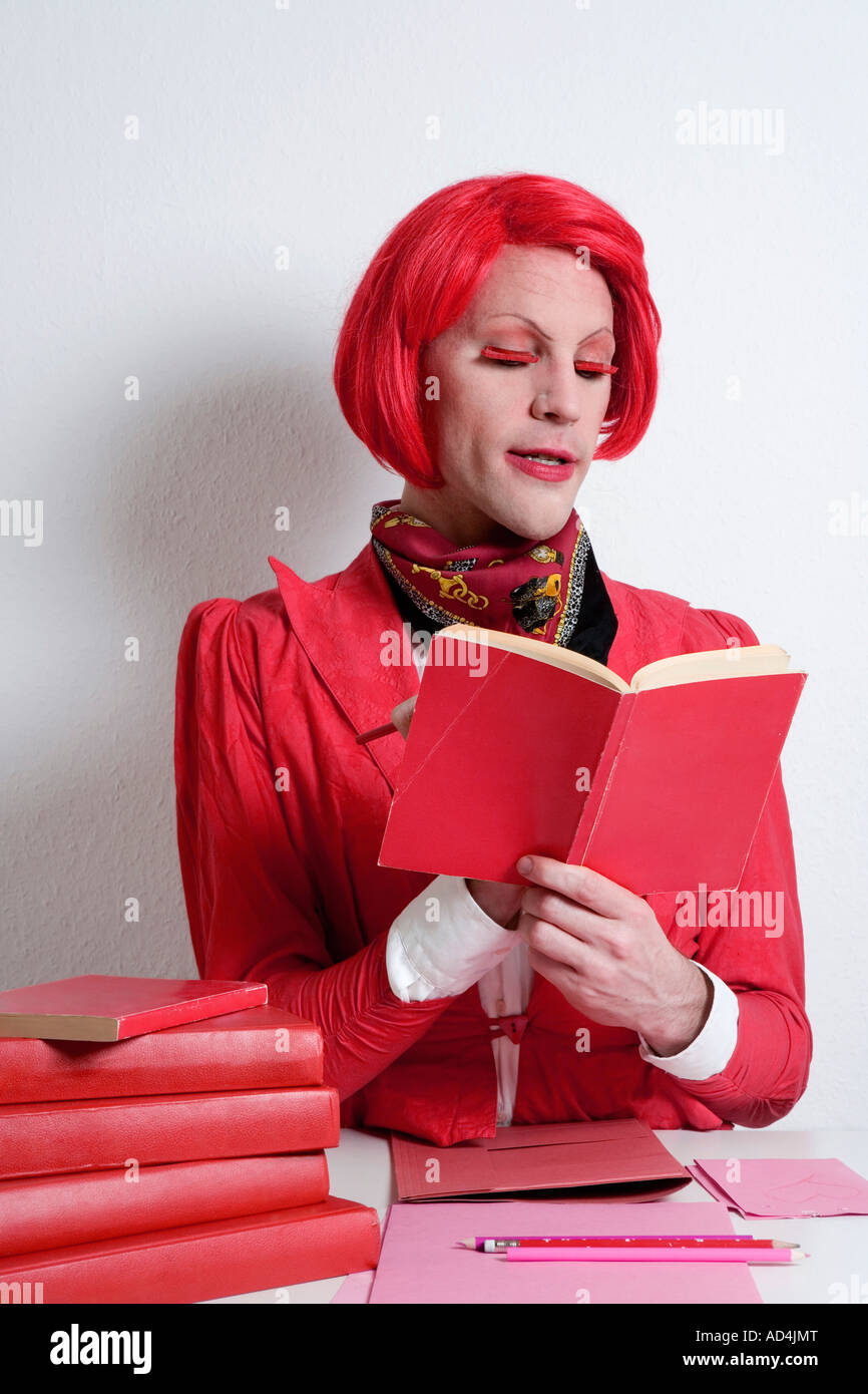 Drag queen reading a book Stock Photo - Alamy