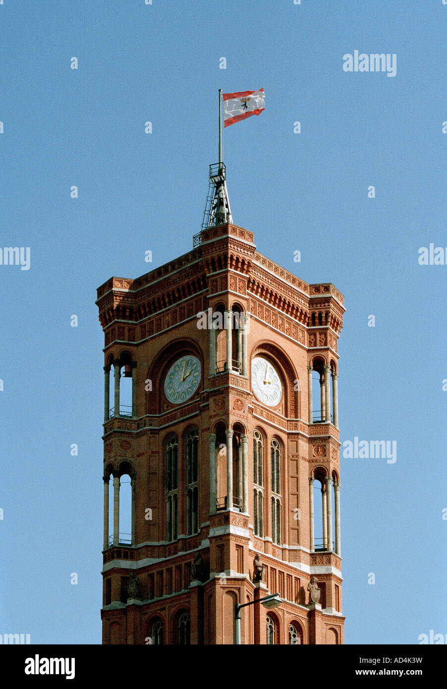 Clock tower of the Town Hall, Rote Rathaus, Berlin, Germany Stock Photo ...