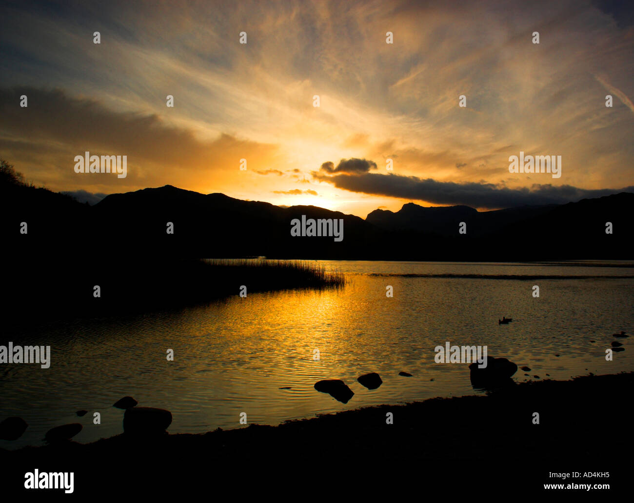 Fiery sunset lake district hi-res stock photography and images - Alamy