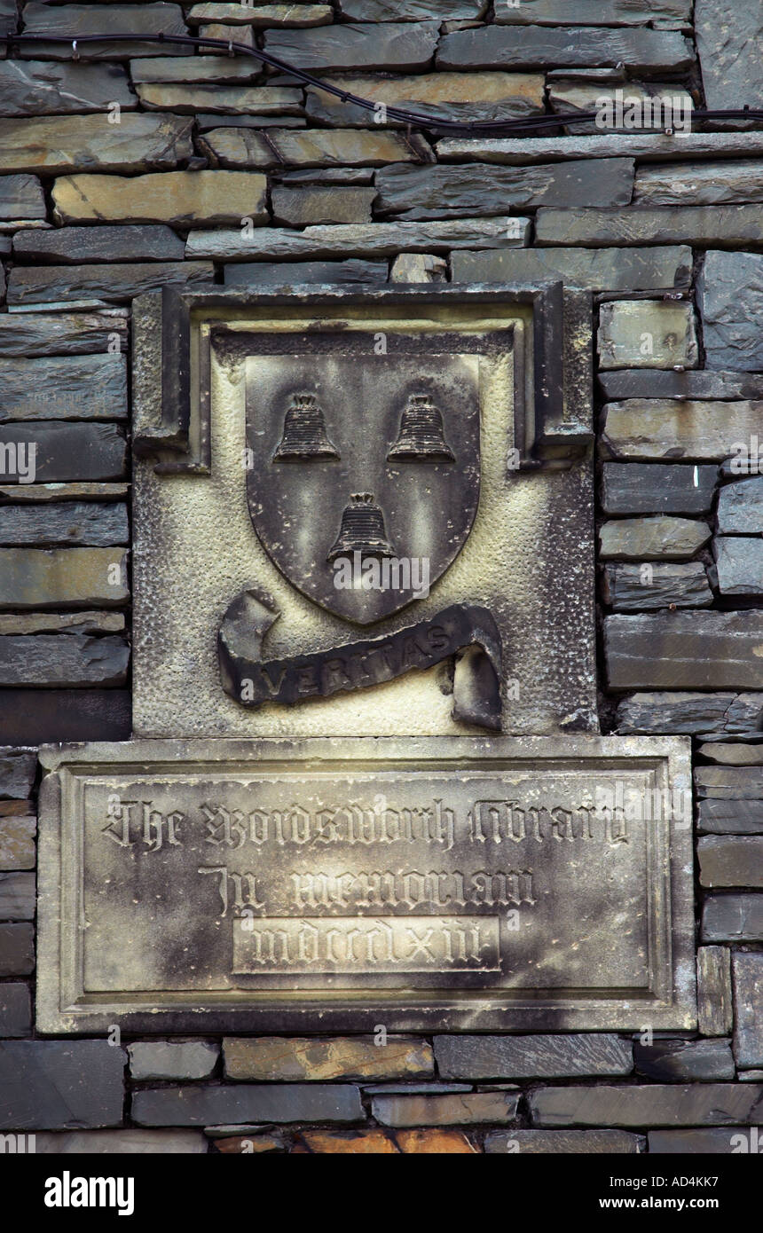 A plaque for the Wordsworth Library in Ambleside in Englands Lake ...