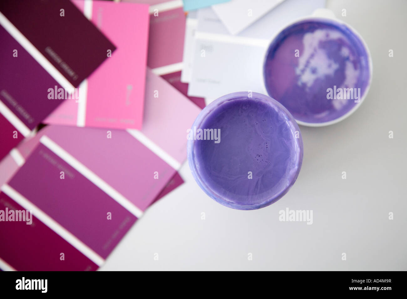 Paint tin and color samples Stock Photo - Alamy