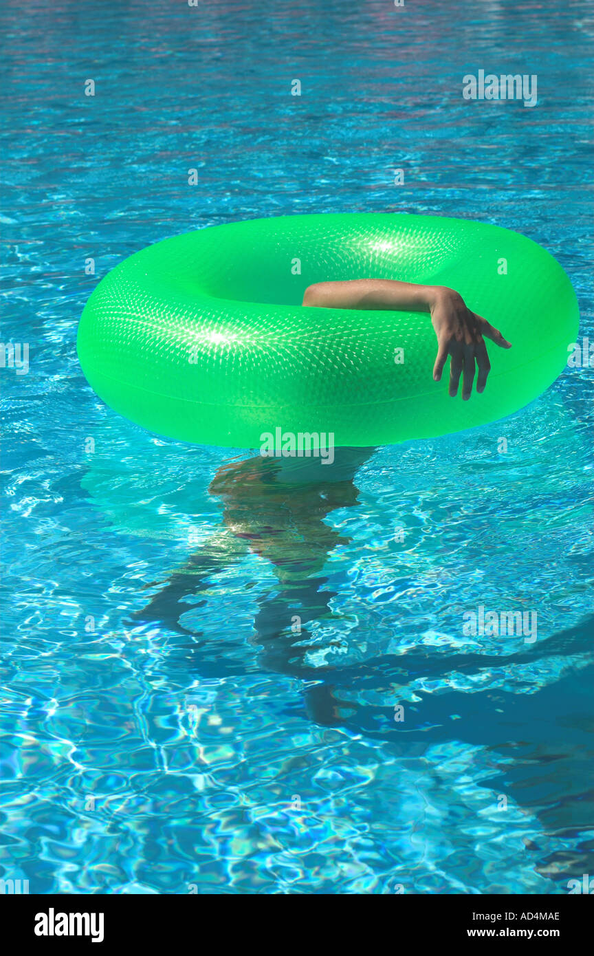 boy hold the hand on the floater Stock Photo - Alamy