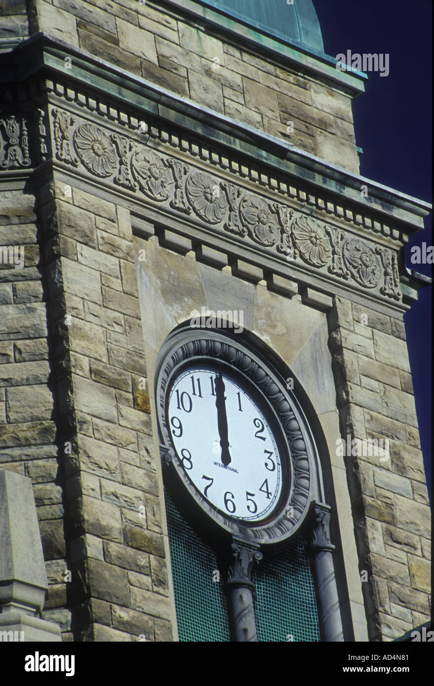 Clock tower showing 12 noon Stock Photo - Alamy