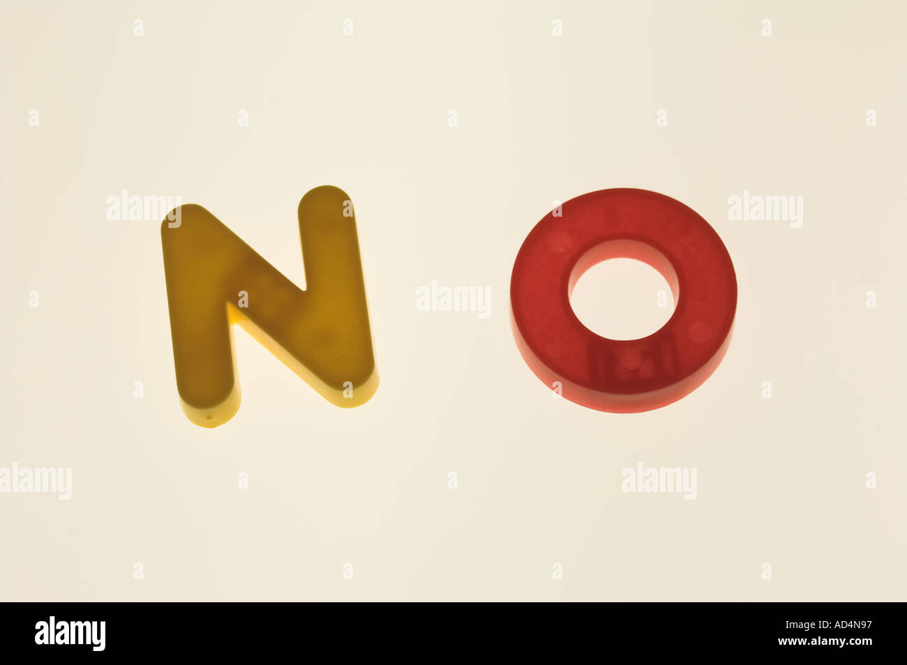 plastic color alphabet word no Stock Photo - Alamy