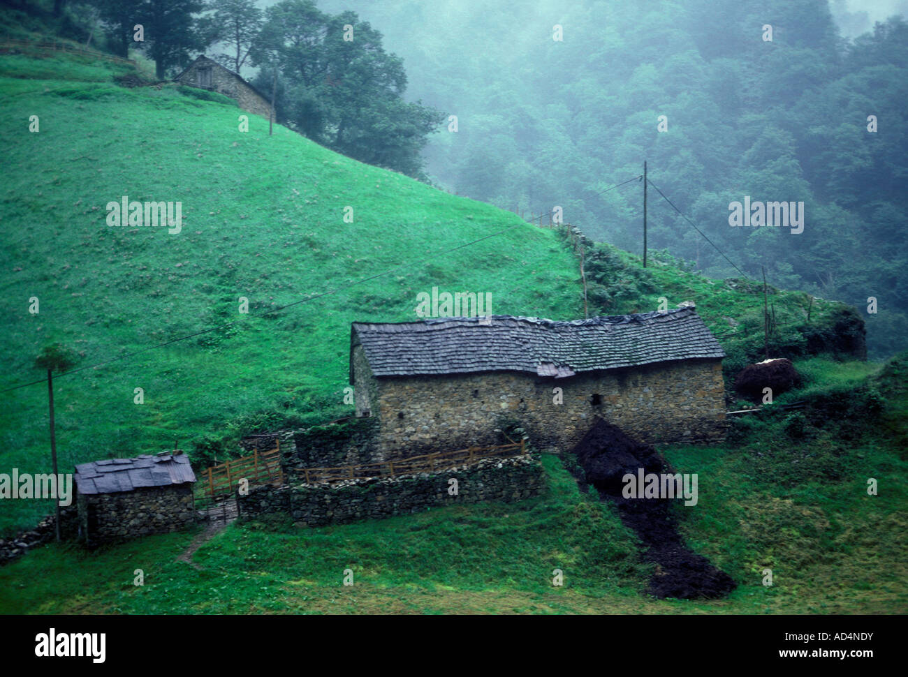 home, house, stone building, Pyrenees Mountains, Spanish Basque country ...