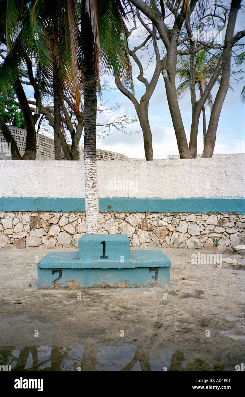 An old winners podium at a abandoned swimming pool complex Stock Photo ...