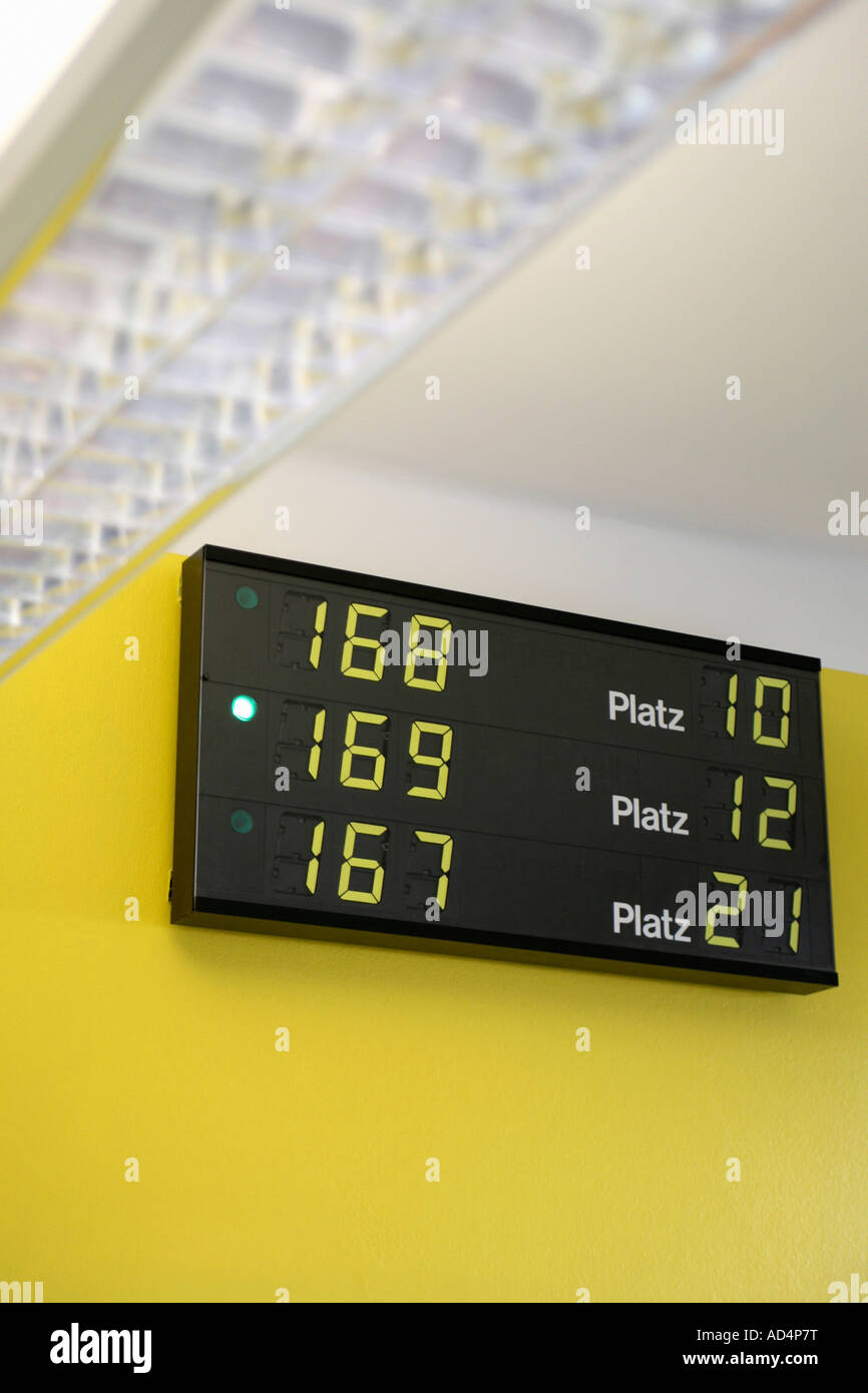 An electric number display in a waiting room Stock Photo - Alamy