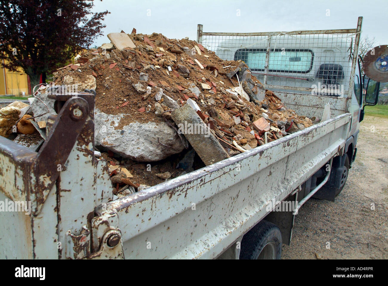 Construction detritus carried by a van Stock Photo - Alamy