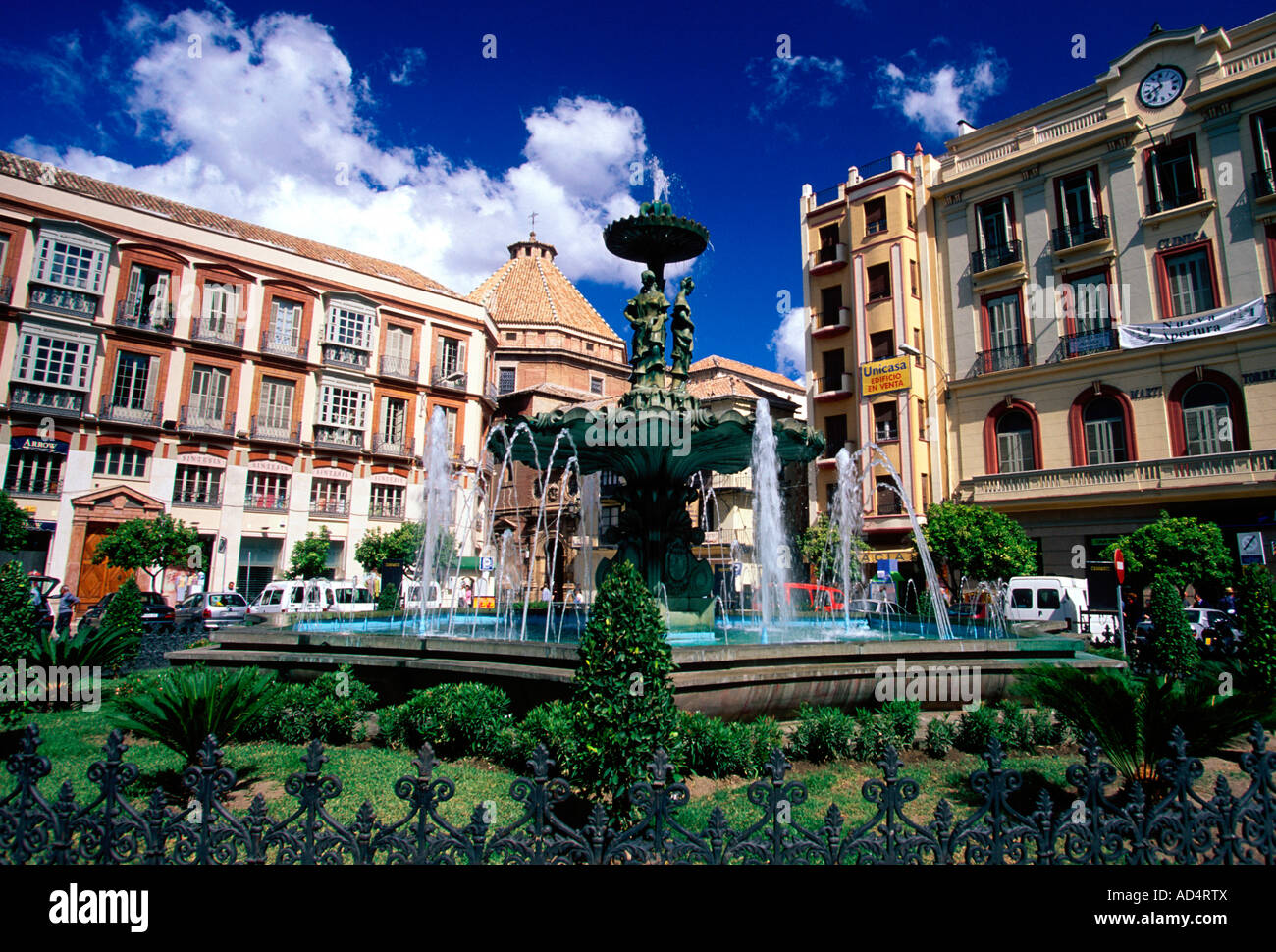 Tres Gracias Fountain, Plaza de la Constitucion, Malaga, Malaga ...