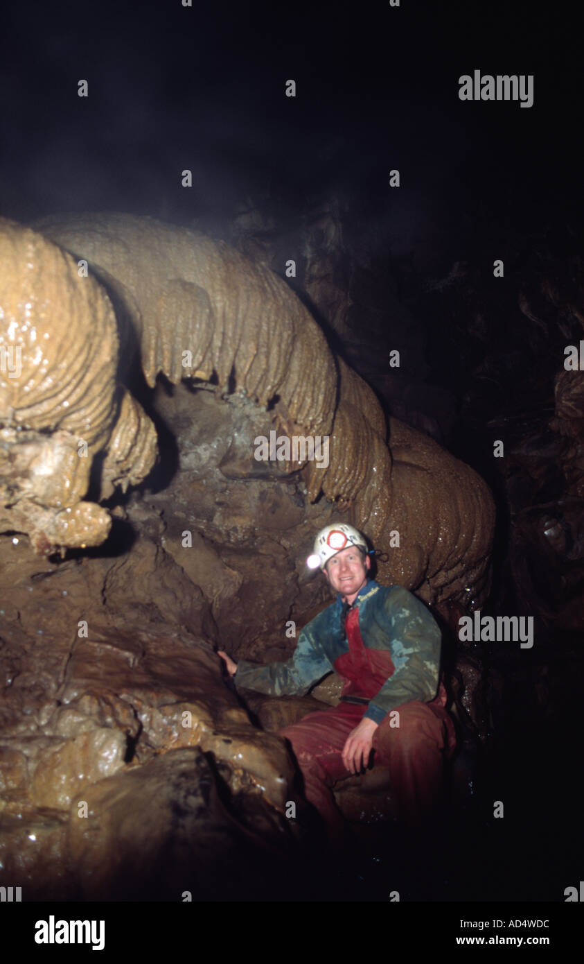 PICTURE CREDIT DOUG BLANE Richard Boud caving in Giants Cave Derbyshire ...