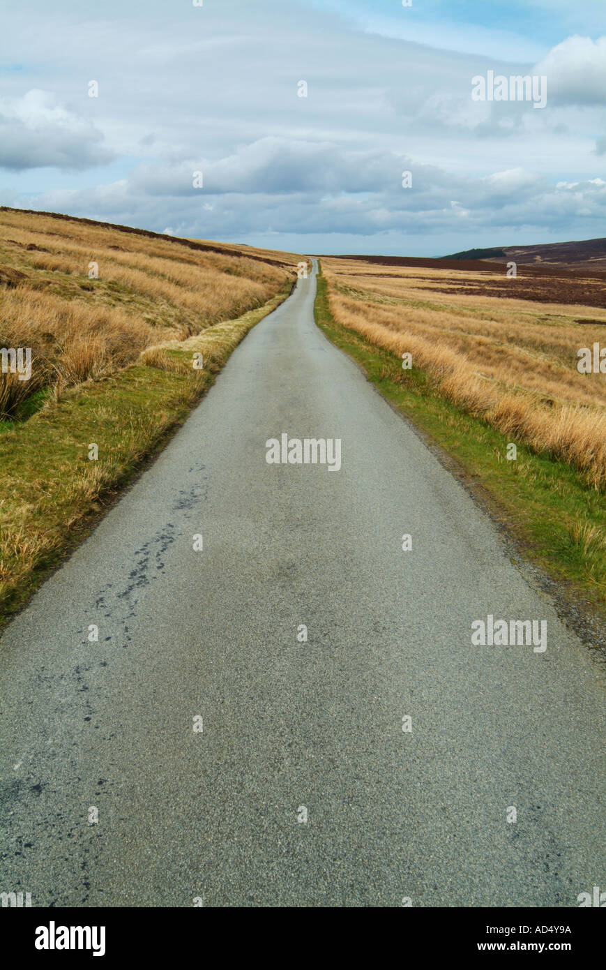 Single track road crossing a peat moorland in North Wales Stock Photo ...