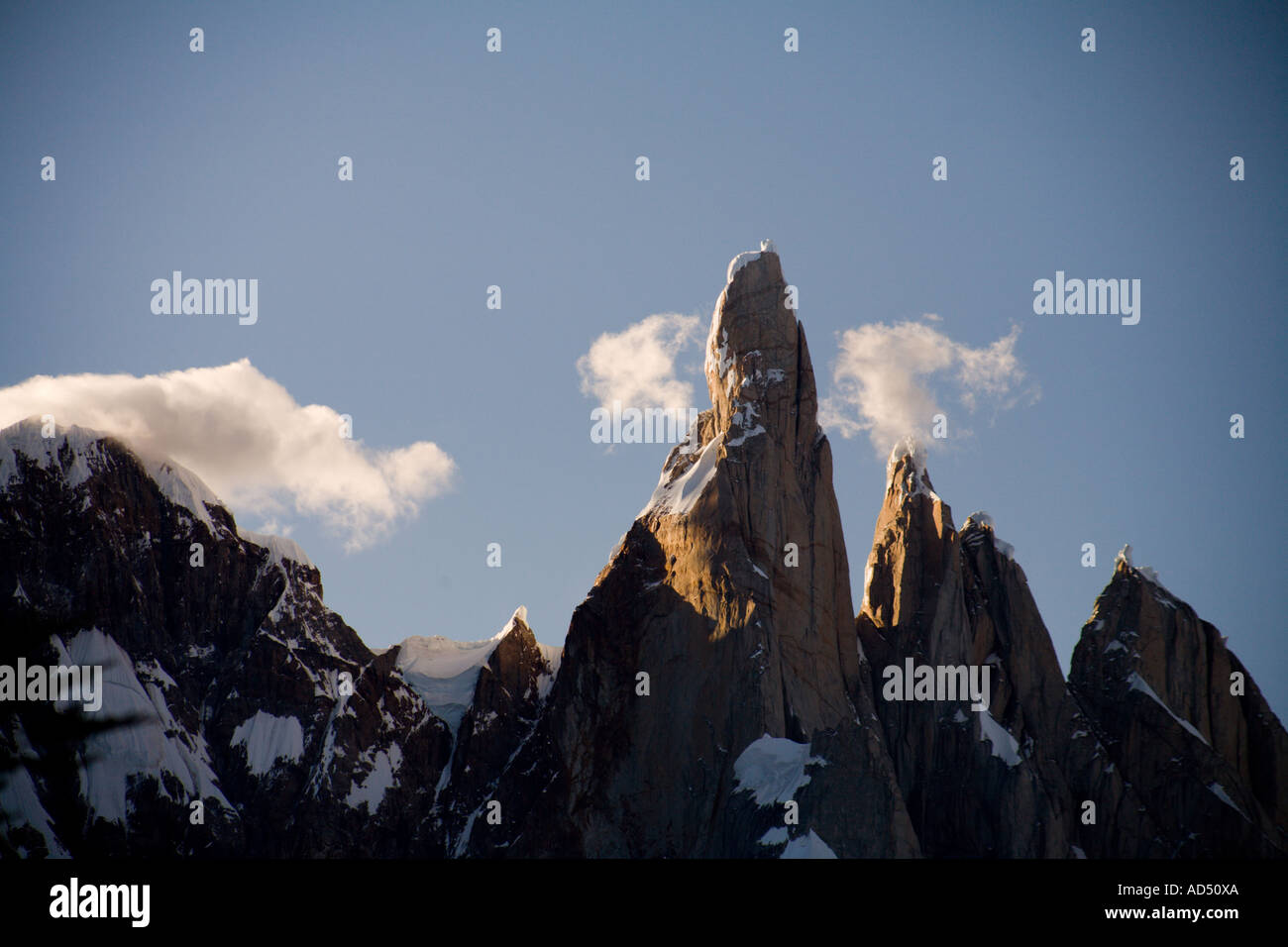 Summit of Cerro Torres at Dusk - Wisps of Clouds Stock Photo - Alamy
