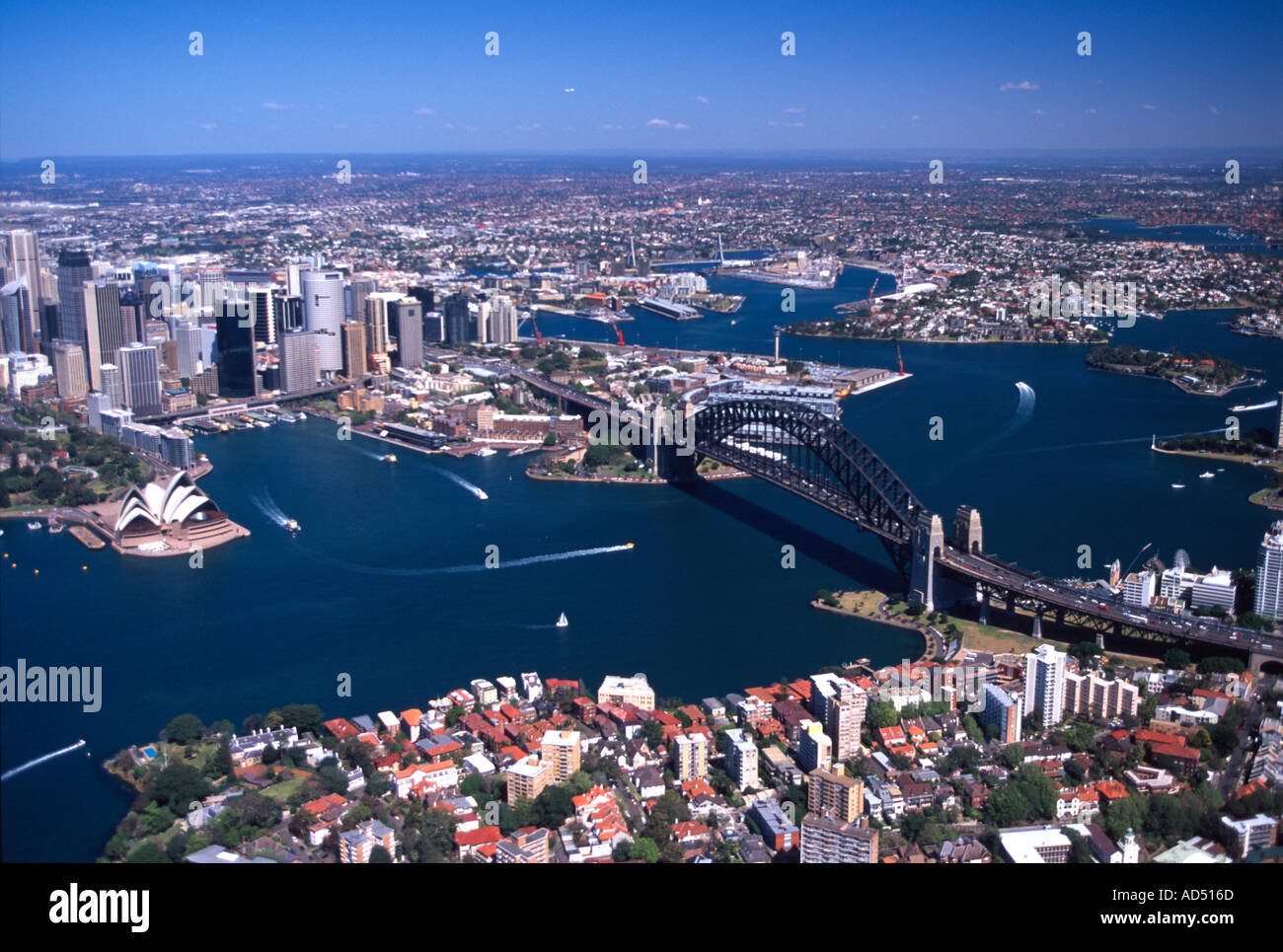 Sydney Opera House Sydney Harbour Bridge Australia aerial Stock Photo ...