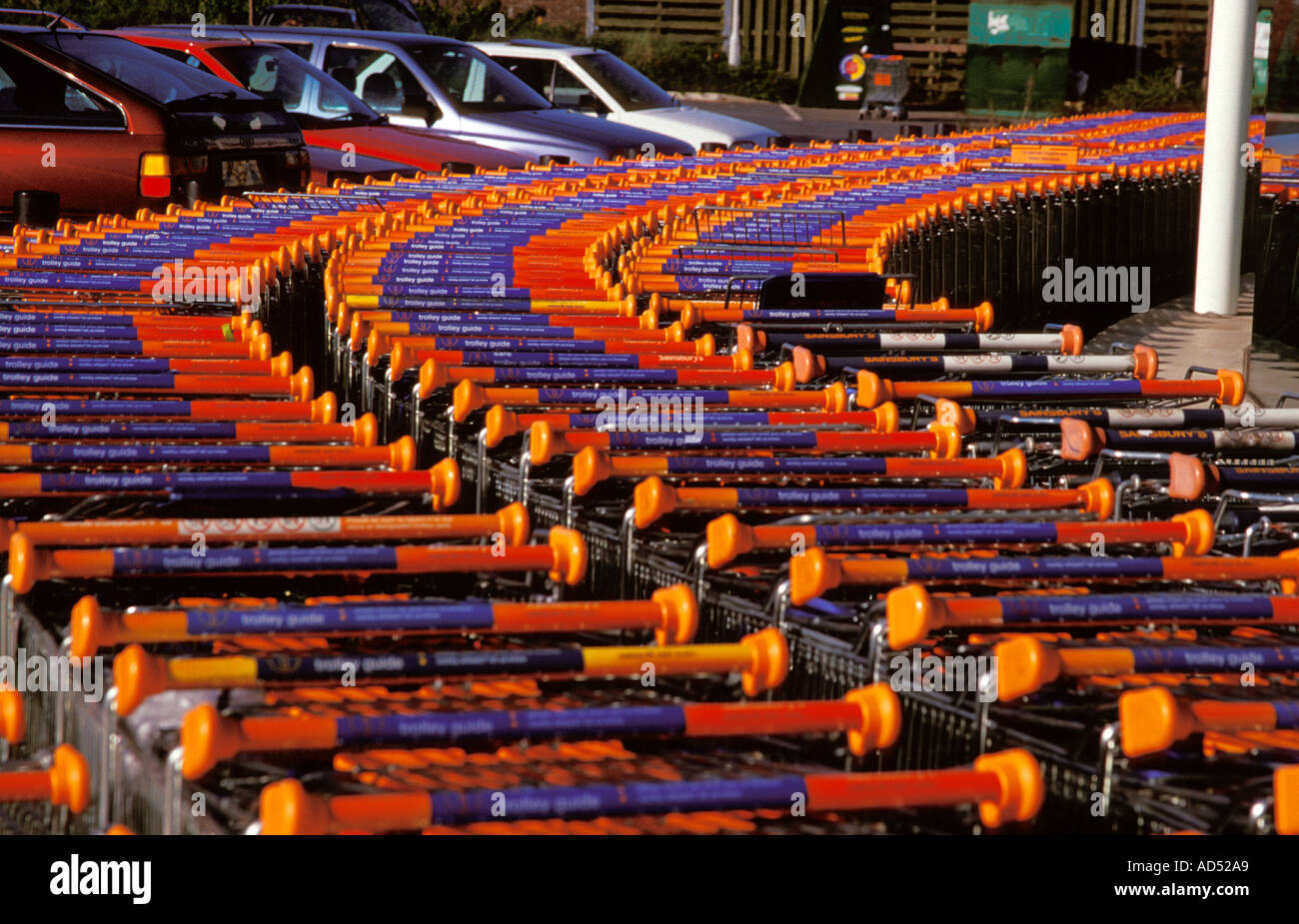 Supermarket Trolley Cart Kart Orange Sainsburys Tesco Stock Photo - Alamy