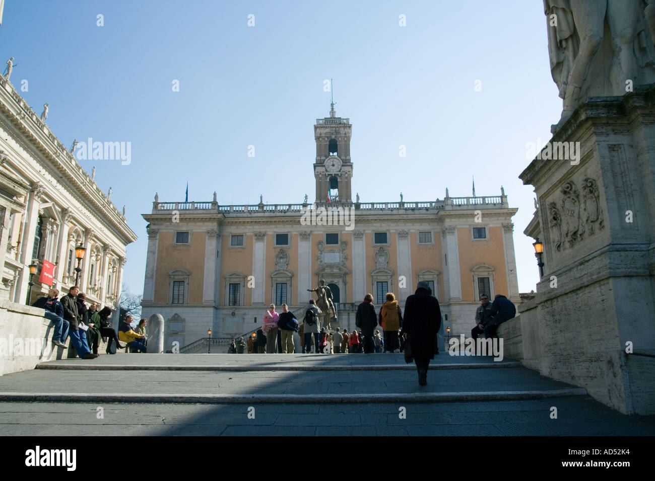Rome Italy The Campidoglio with statues and piazza designed by ...