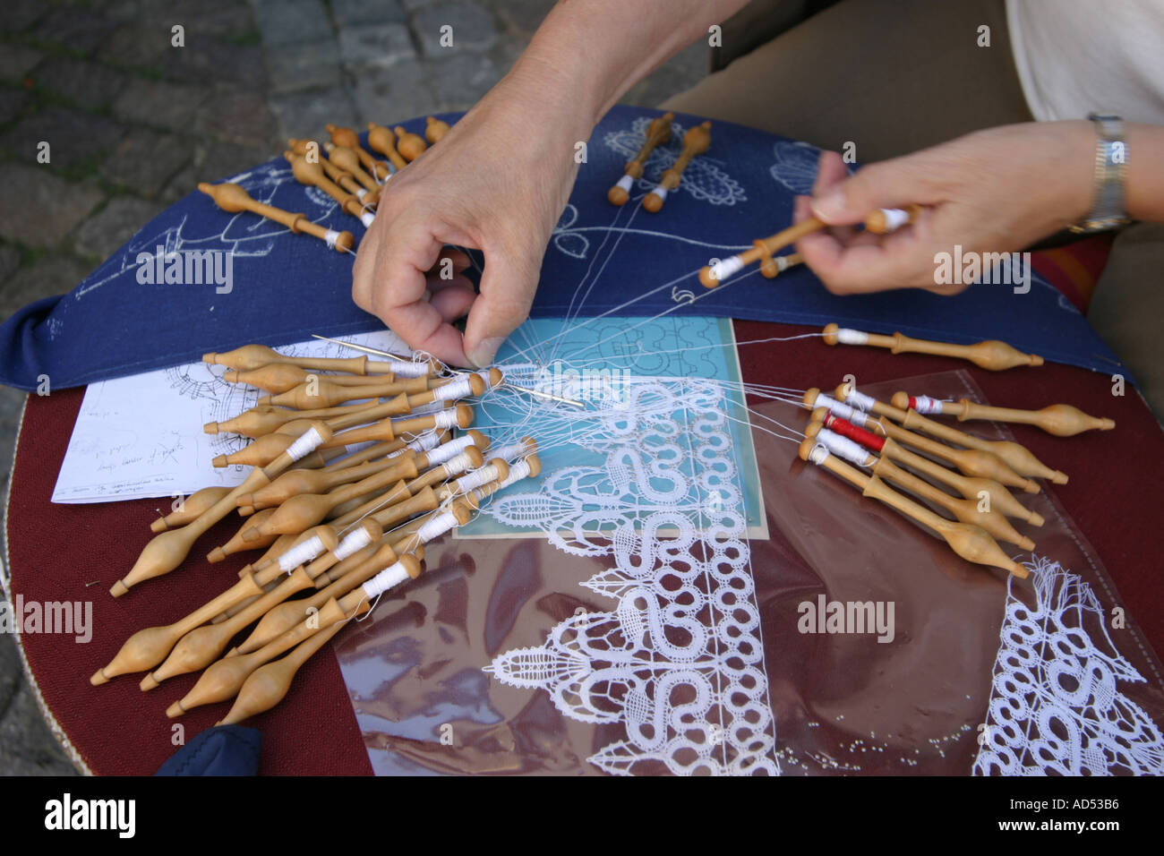 lace making Bruges Antwerp Stock Photo - Alamy