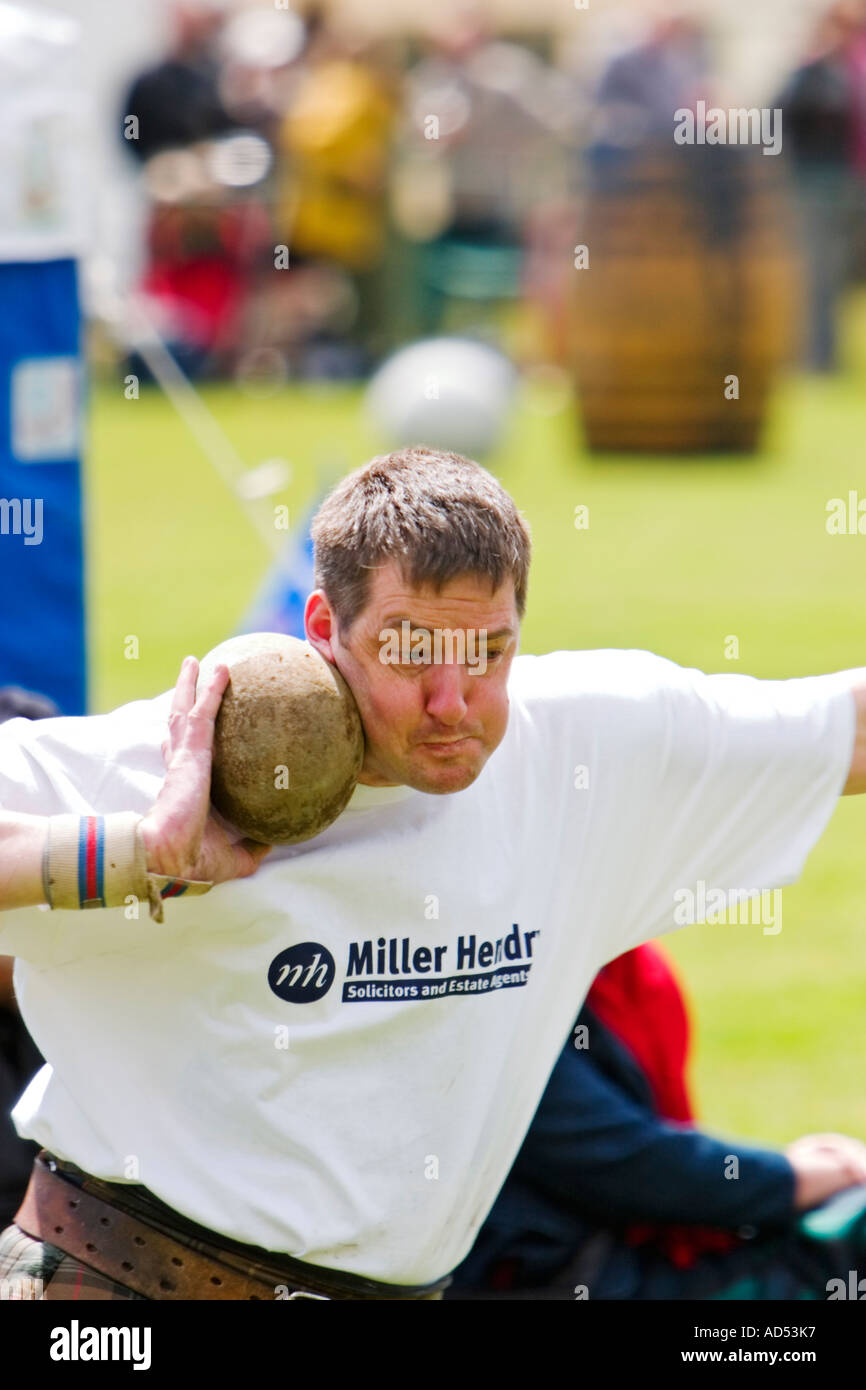 Bruce Aitken putting shot put at 2006 Atholl Gathering Highland Games ...