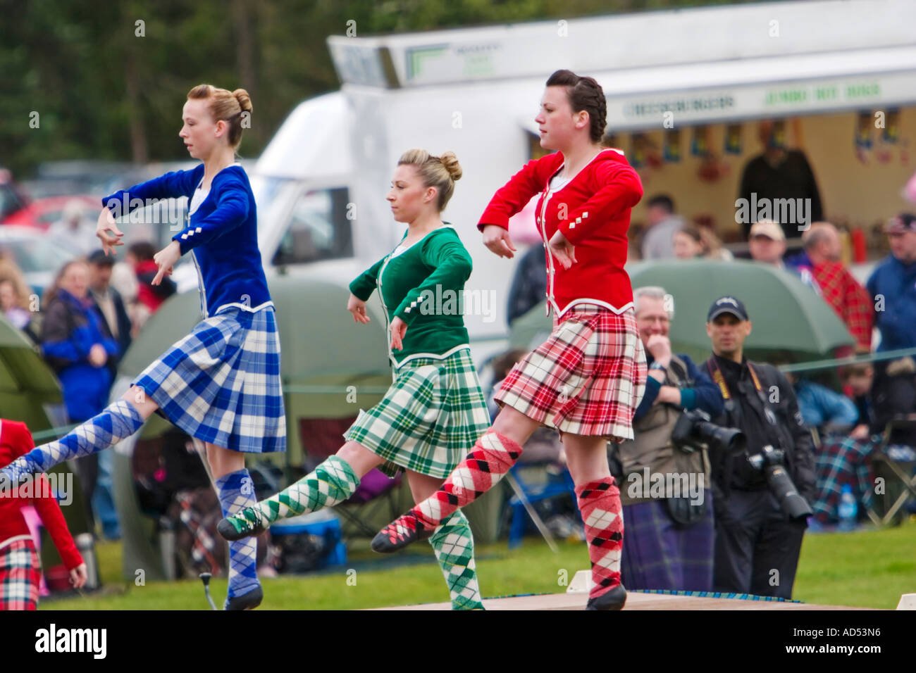 3 Young women highland dancers at 2006 Atholl Gathering Highland Games ...