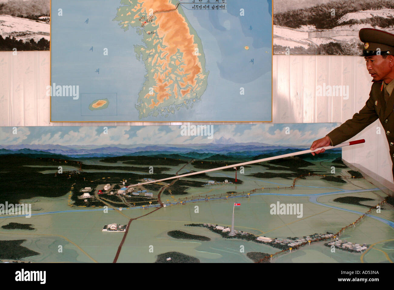 North Korean border guard at the border with South Korea, Pammunjom ...